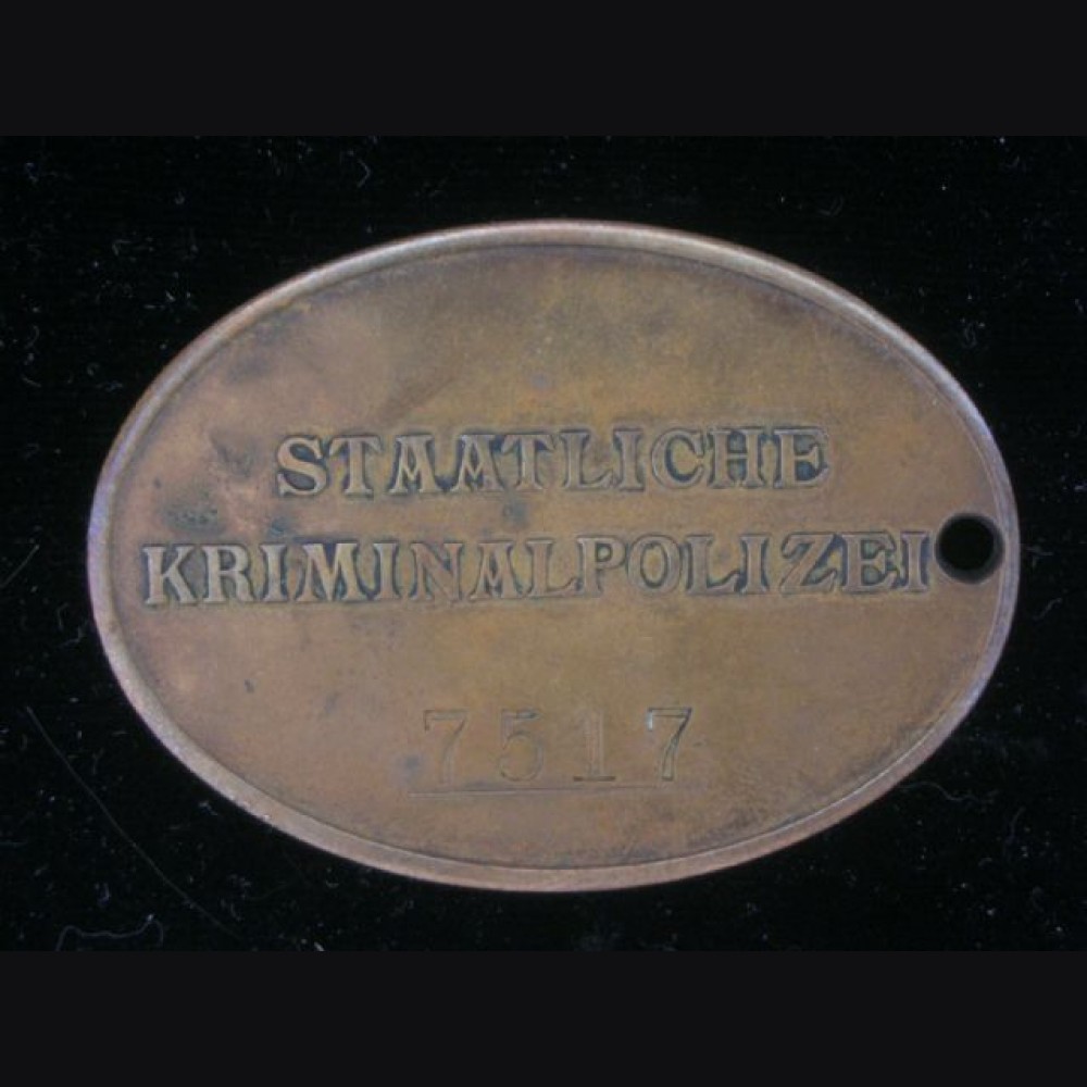 State Kripo Warrant Disc- Staatliche Kriminalpolizei